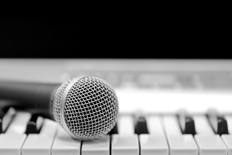 Classical Microphone on Keyboard Stock Photo - Image of performer ...