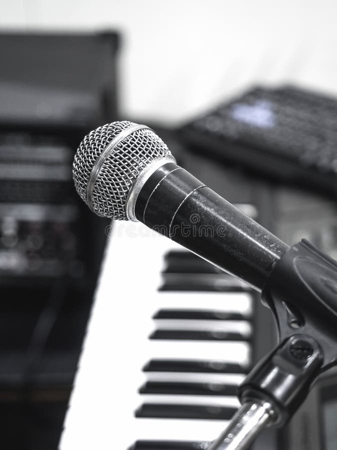 Classical Microphone with Keyboard in Musical Concept Stock Image ...