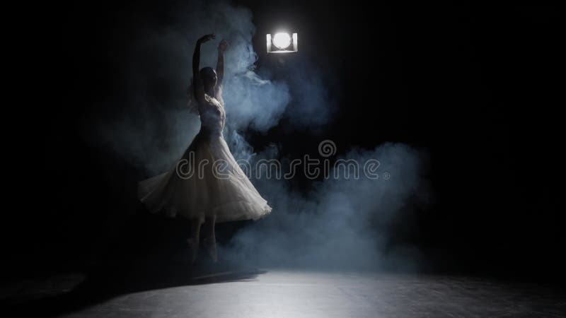 Portrait of Female on Black Background Under Spotlight Projector in ...