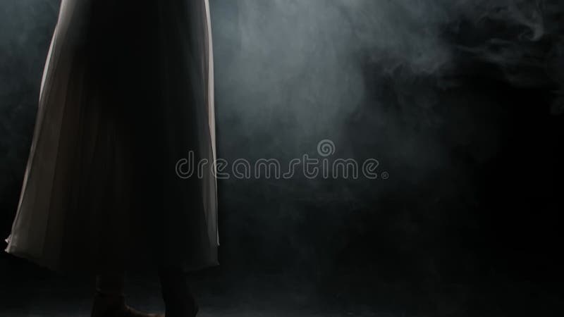 Portrait of Female on Black Background Under Spotlight Projector in ...