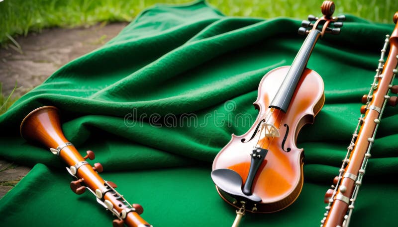 Classical Music Instruments on Green Stock Image - Image of musicality ...