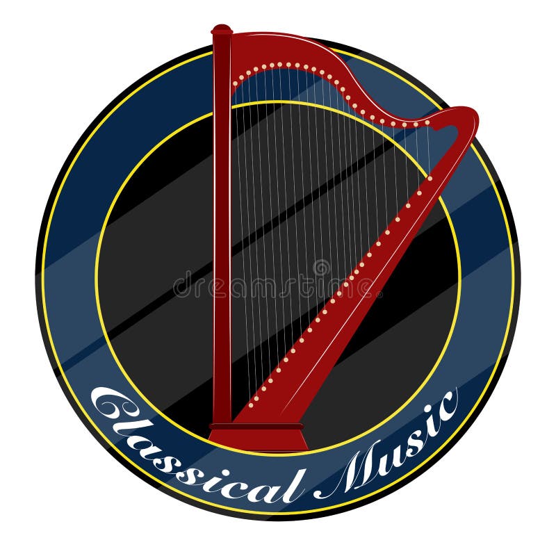 Classical Music Label with a Harp Stock Vector - Illustration of print ...