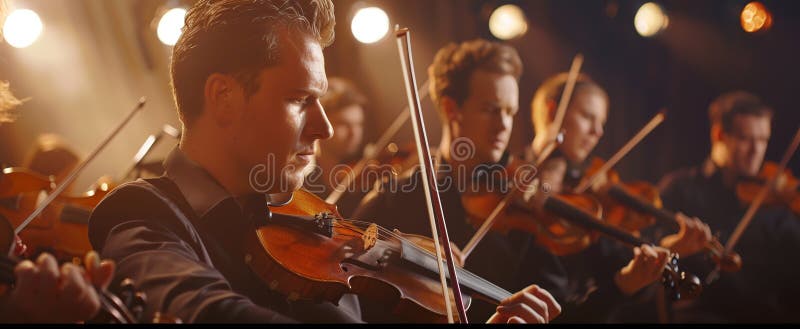 Classical Music Symphony Orchestra String Section Performing, Male ...