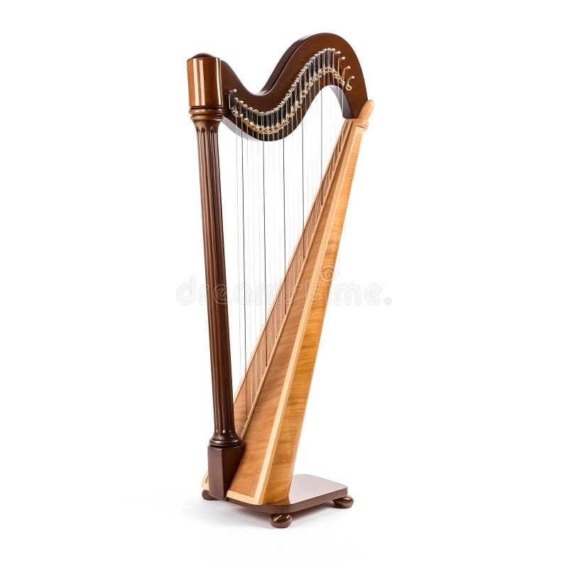 Classical Musical Instrument Harp on a White Background. Stock ...