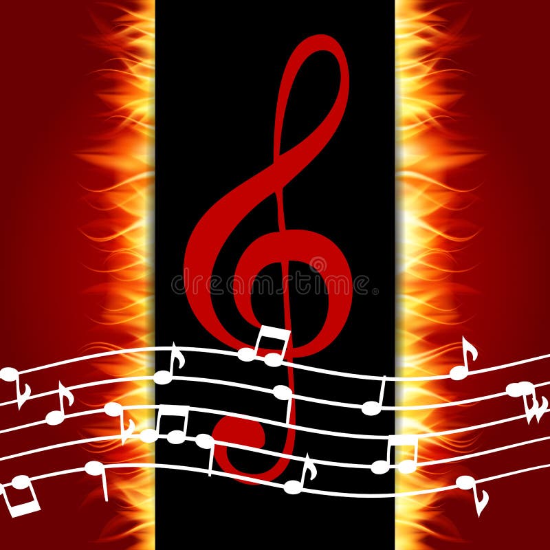 Classical Musical Notes with Treble Clef Fire Background.Vector ...