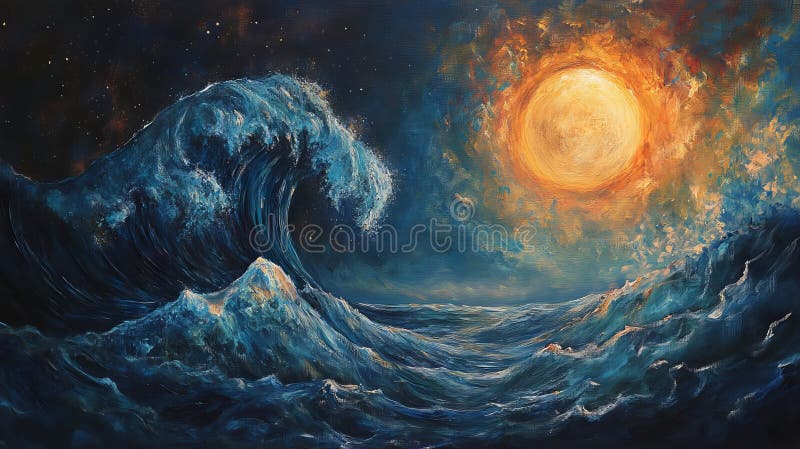 A Classical Oil Rendition of the Great Wave Off Kanagawa. Stock Image ...