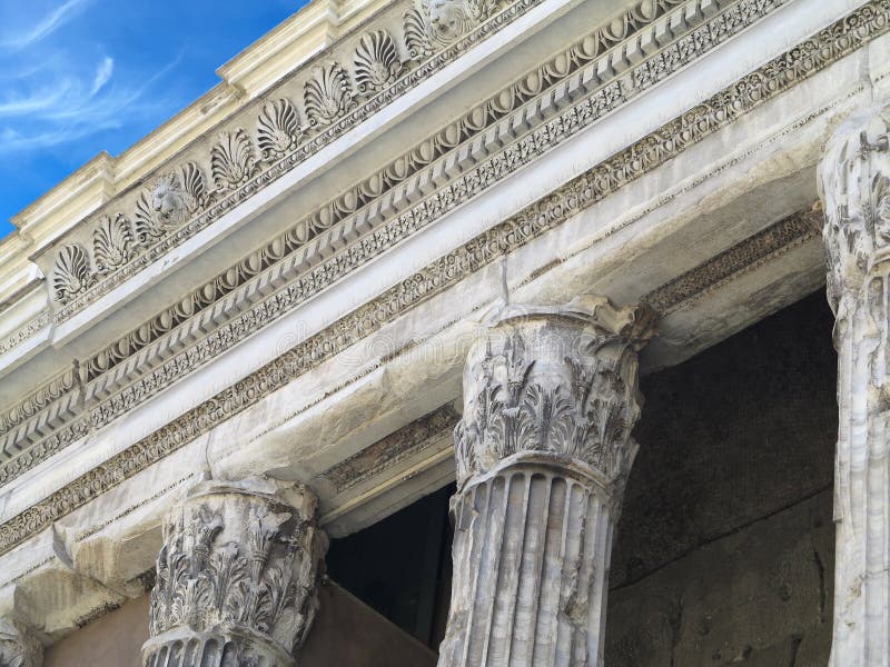 Classical Old and Worn Out Columns at the Front of the Pantheon Stock ...
