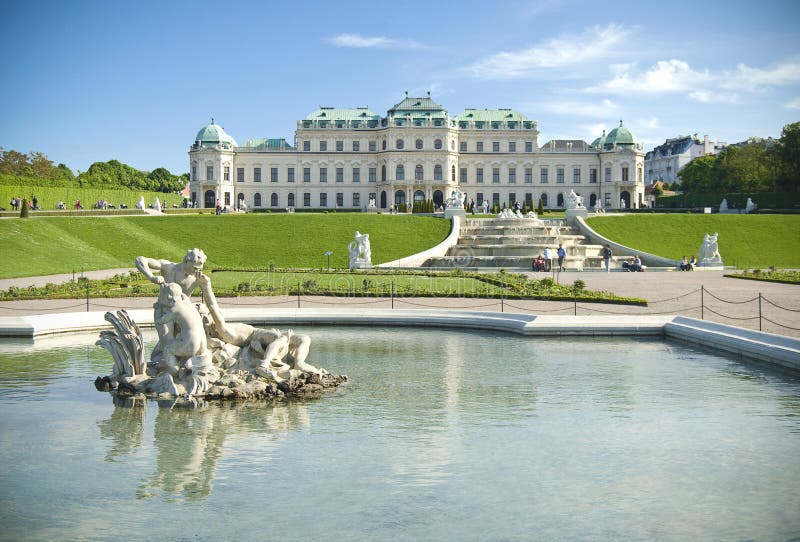 Classical Palace Building with Fountains Stock Photo - Image of summer ...