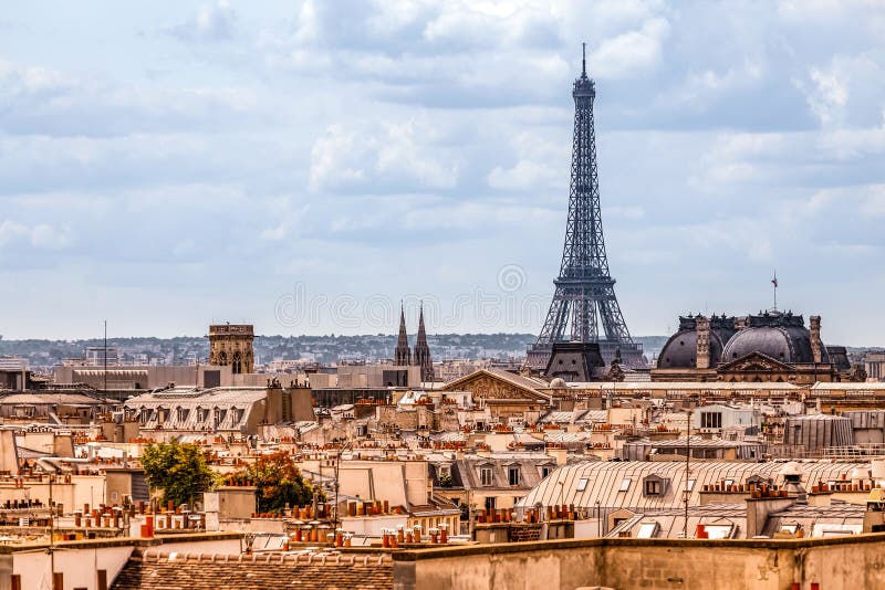 Paris Skyline View from the Roof Top Stock Image - Image of european ...