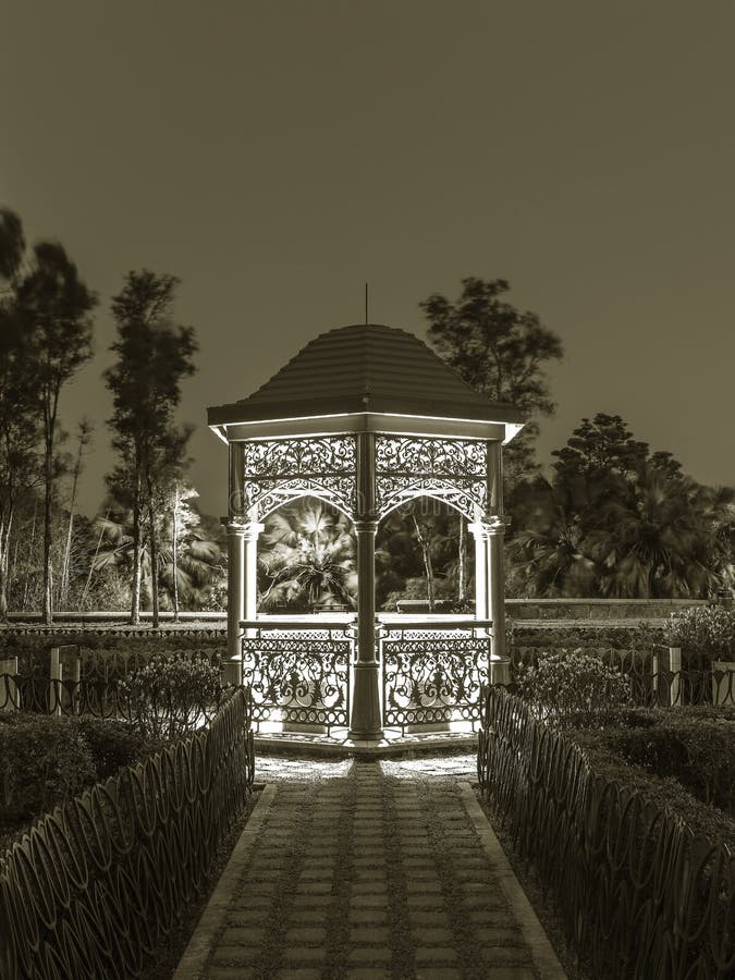 Classical Pavilion in Public Park at Night Stock Photo - Image of ...