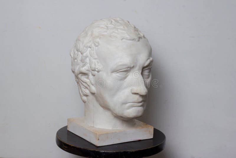 Classical Plaster Head Bust Against a White, Old, Worn Wall Editorial ...