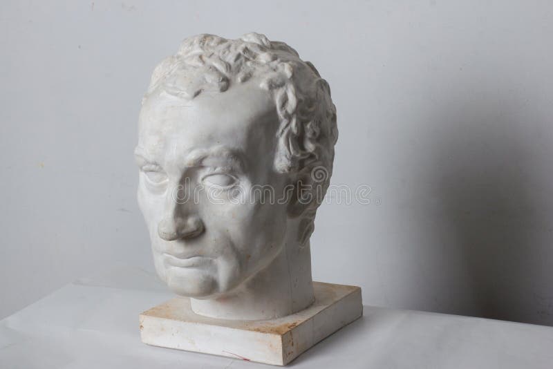 Classical Plaster Head Bust Against a White, Old, Worn Wall Editorial ...