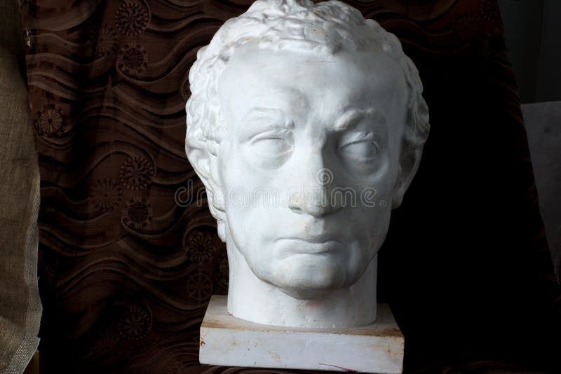 Classical Plaster Head Bust on Black Background Stock Photo - Image of ...