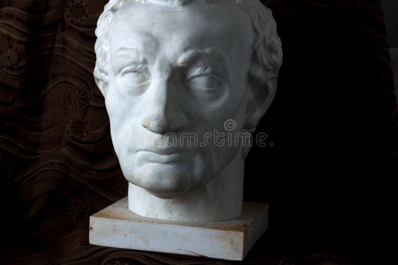 Classical Plaster Head Bust on Black Background Stock Image - Image of ...