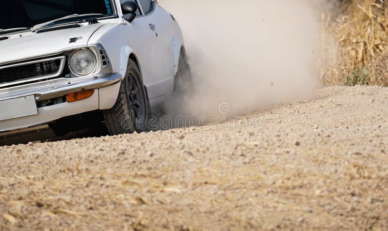 Classical Rally Racing Car on Dirt Road Stock Image - Image of ...