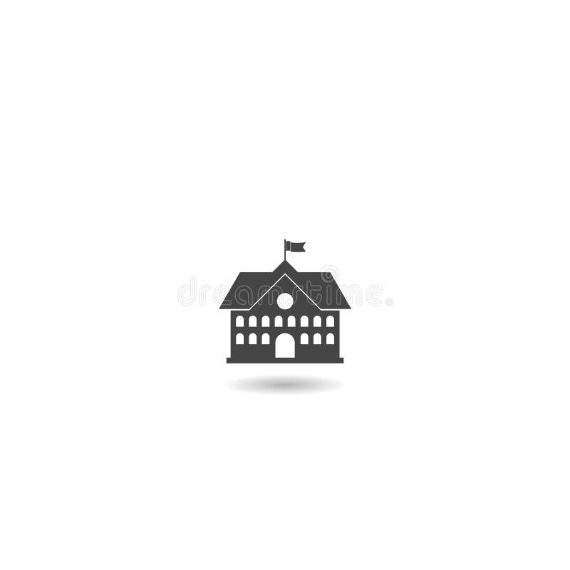 Classical School Building Icon with Shadow Stock Vector - Illustration ...