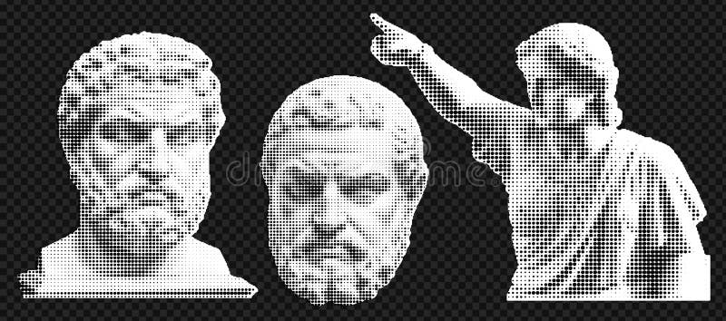 Classical Sculpture Halftone Collage for Art and Design Projects Stock ...