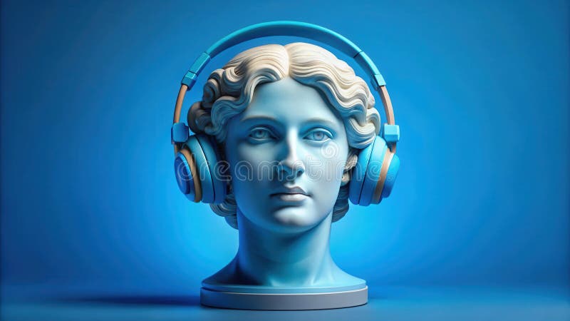 Classical Sculpture Wearing Modern Headphones a Study in Contrasting ...