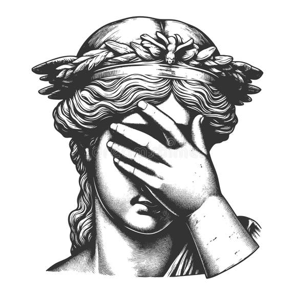 Classical Statue Facepalm Engraving Sketch Vector Stock Illustration ...