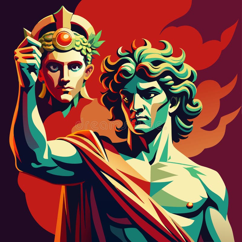 Classical Statue of a Hero Holding a Mask in an Artistic Interpretation ...