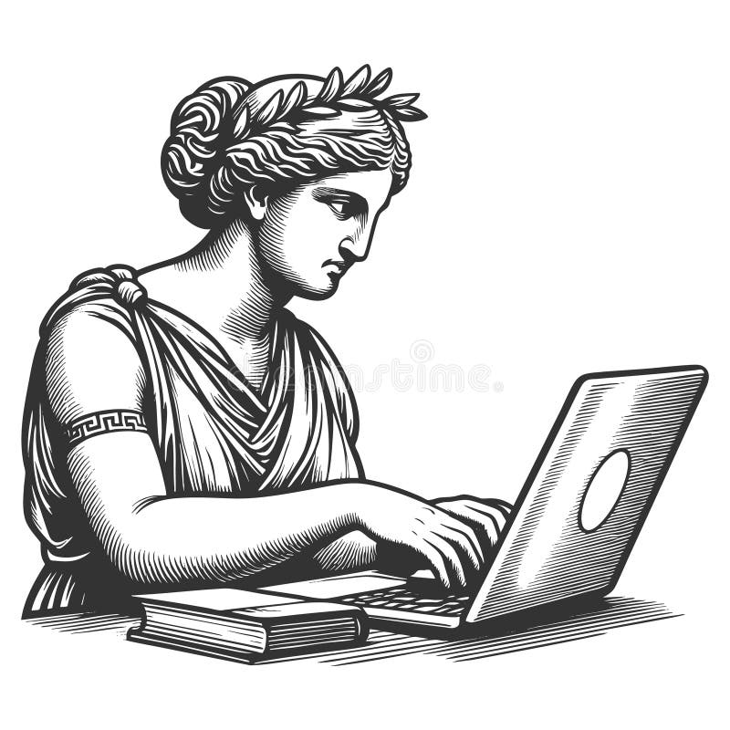 Classical Statue Using Laptop Engraving Raster Stock Illustration ...