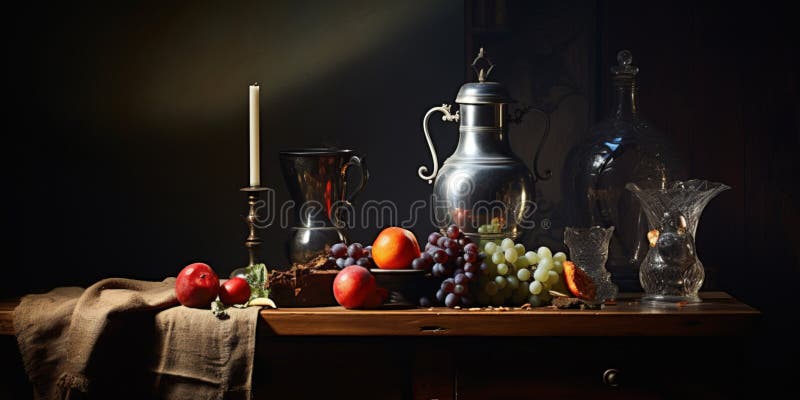 Classical Still Life in Chiaroscuro Stock Illustration - Illustration ...