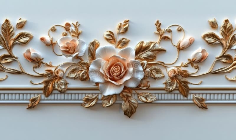 A Classical-style Wall Decoration Featuring an Ornate Frame and a White ...