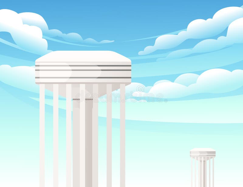 Classical-style White Water Tower with Multiple Tall Pillars. Elevated ...