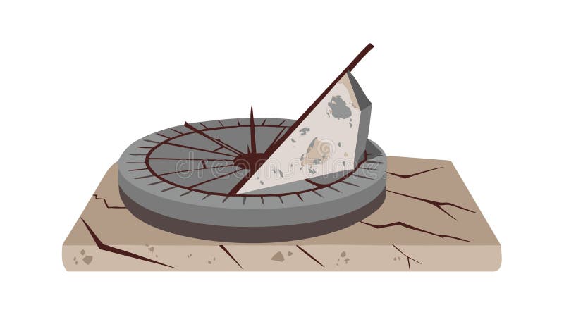 Classical Sundial with Cast Shadow Indicating Time, Vector Design ...