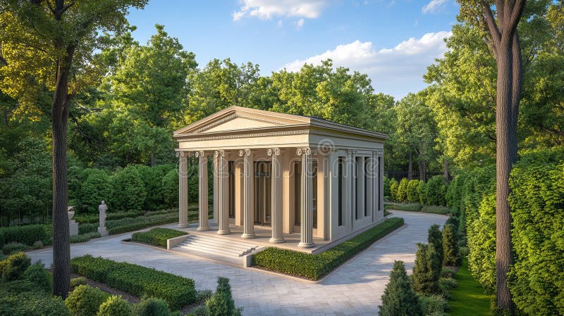 A Classical Temple Colored White is Situated Amidst a Lush Green Forest ...