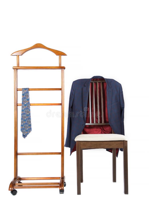 Classical Tie on a Jacket Hanger Stand and Jacket is Hanging on Stock ...