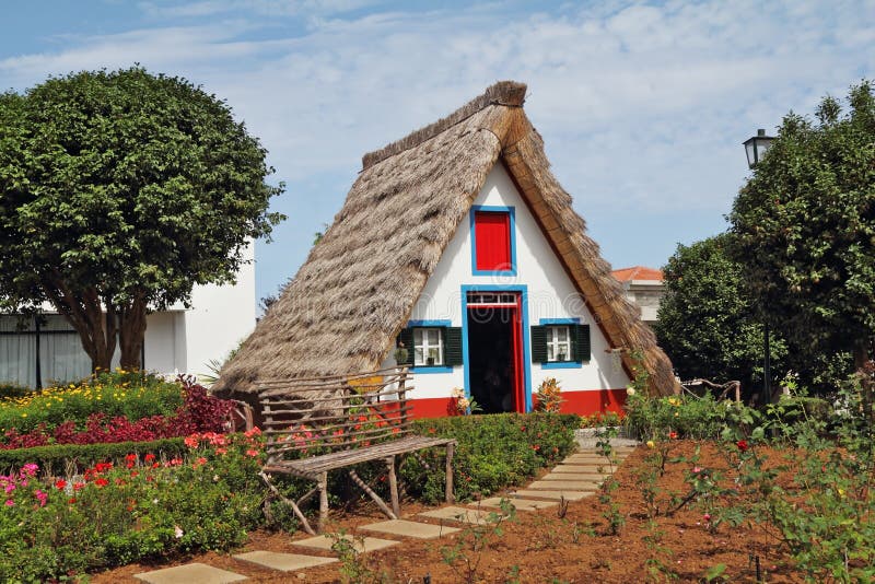 Classical Triangular Small House on Island Madiera Stock Image - Image ...