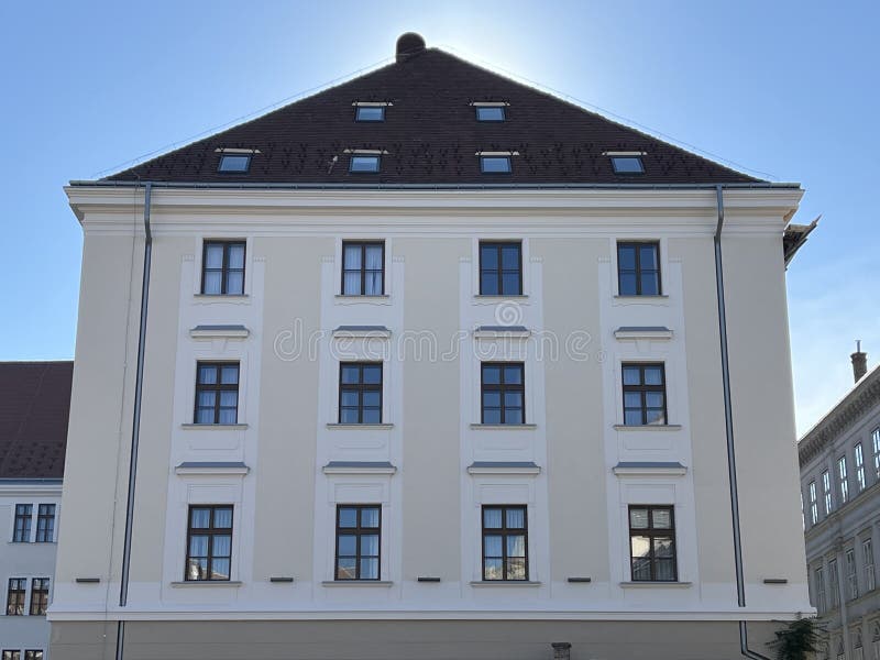 Classical White Building Facade in Central Europe Stock Image - Image ...