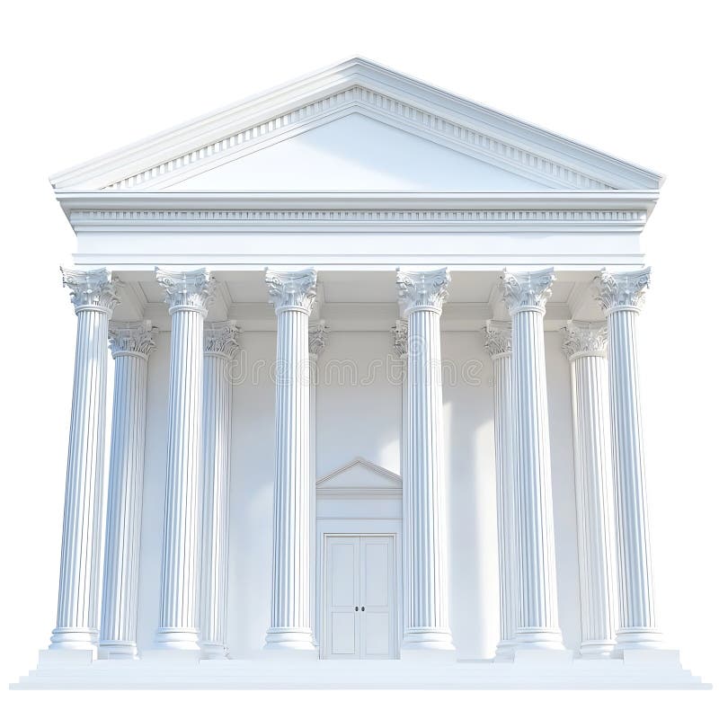 Classical White Temple Facade Architectural Design with Corinthian ...