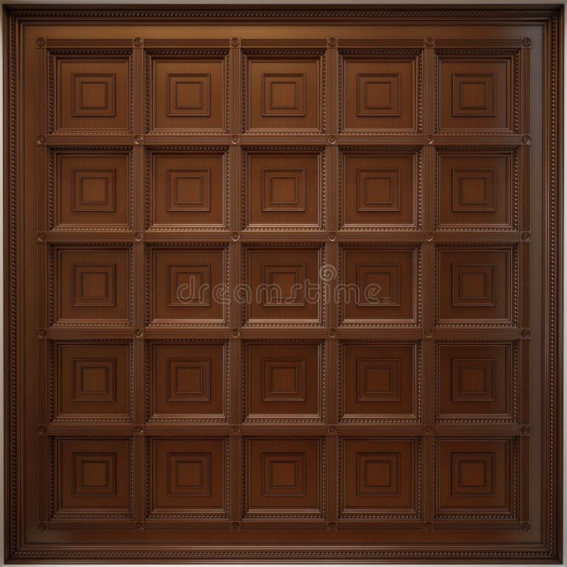 Classical Wooden Caisson Ceiling Stock Illustration - Illustration of ...