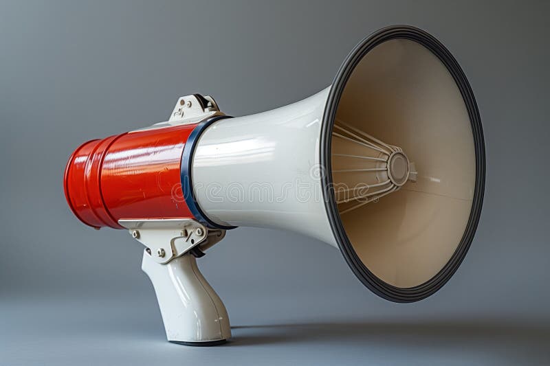 Retro Red and White Megaphone on a Grey Background Stock Photo - Image ...