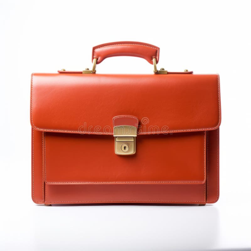 Classicist Swiss Style Orange Briefcase on White Background Stock ...