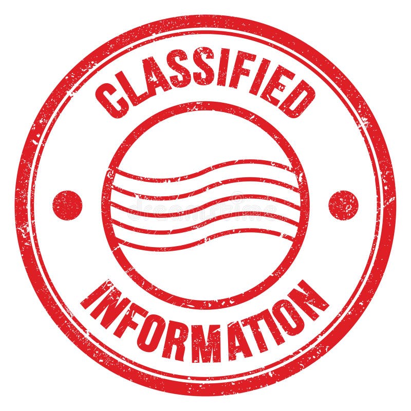 CLASSIFIED INFORMATION Text on Red Round Postal Stamp Sign Stock ...