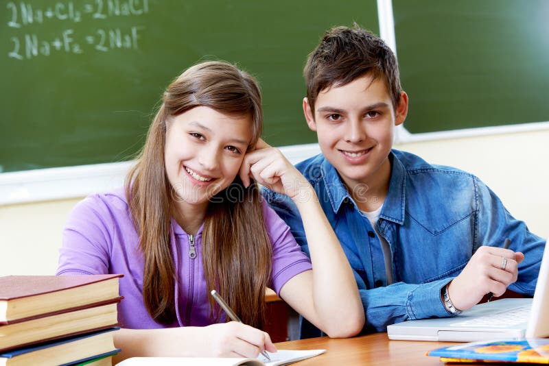 Student Thinking in Classroom Stock Image - Image of school ...
