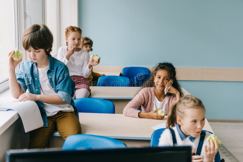 Classmates Having Break and Relaxing Stock Image - Image of lunch ...