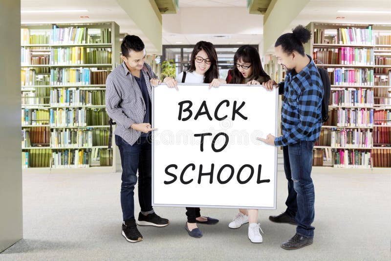Classmates Hold Text of Back To School Stock Photo - Image of knowledge ...