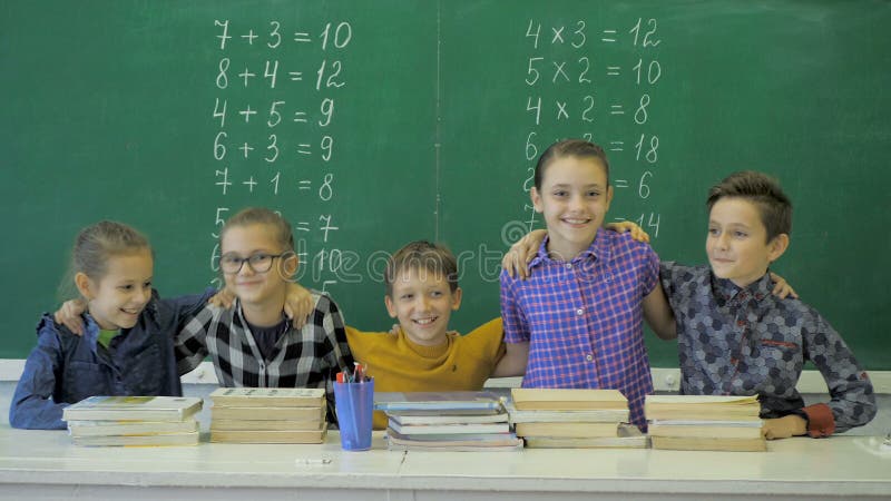 Classmates Posing Together in a Classroom Stock Footage - Video of ...