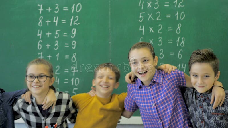 Classmates Posing Together in a Classroom Stock Footage - Video of ...