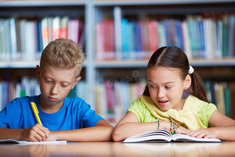 Classmates reading stock image. Image of classroom, childhood - 34640643