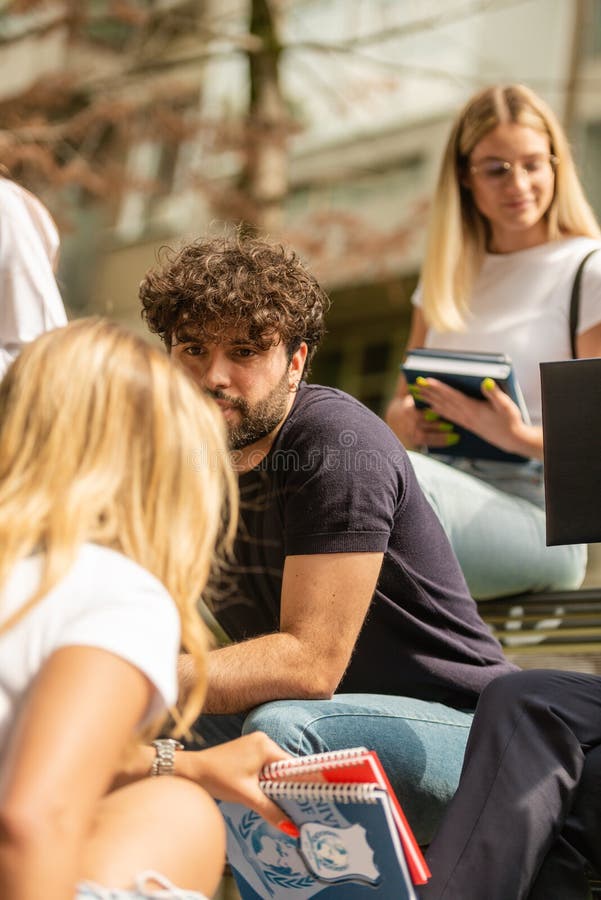 Classmates Sitting Down and Talking Stock Image - Image of classmates ...