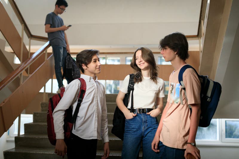 Two Classmates Talking in the Forest Stock Photo - Image of girls ...