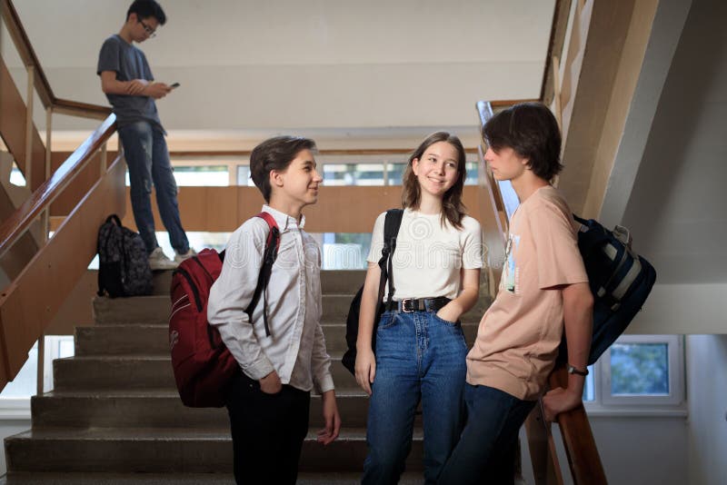 Two Classmates Talking in the Forest Stock Photo - Image of girls ...