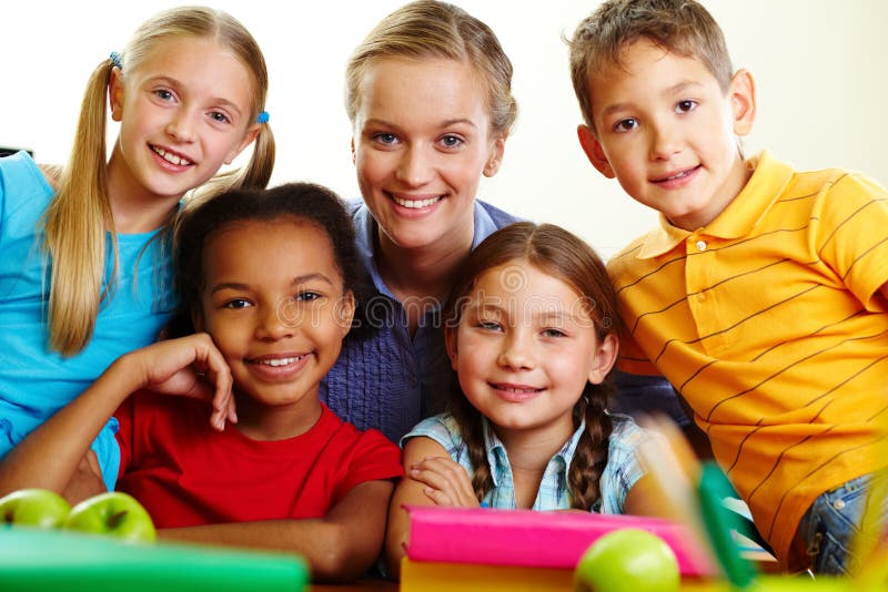 Classmates and teacher stock photo. Image of classroom - 23638012