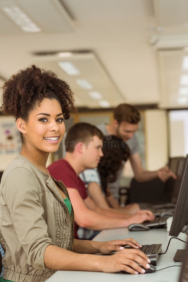 Classmates Working in the Computer Room Stock Photo - Image of ...