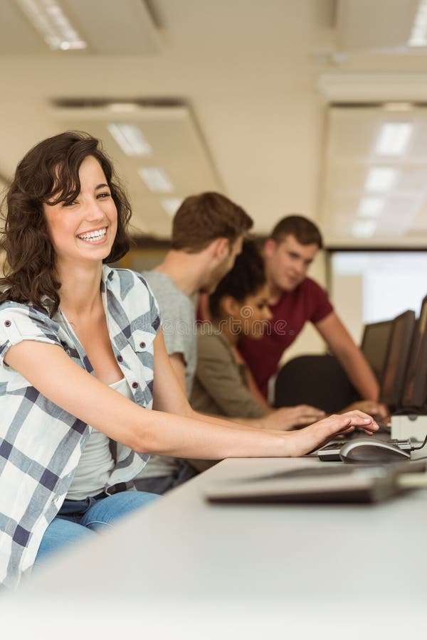 Classmates Working in the Computer Room Stock Photo - Image of student ...